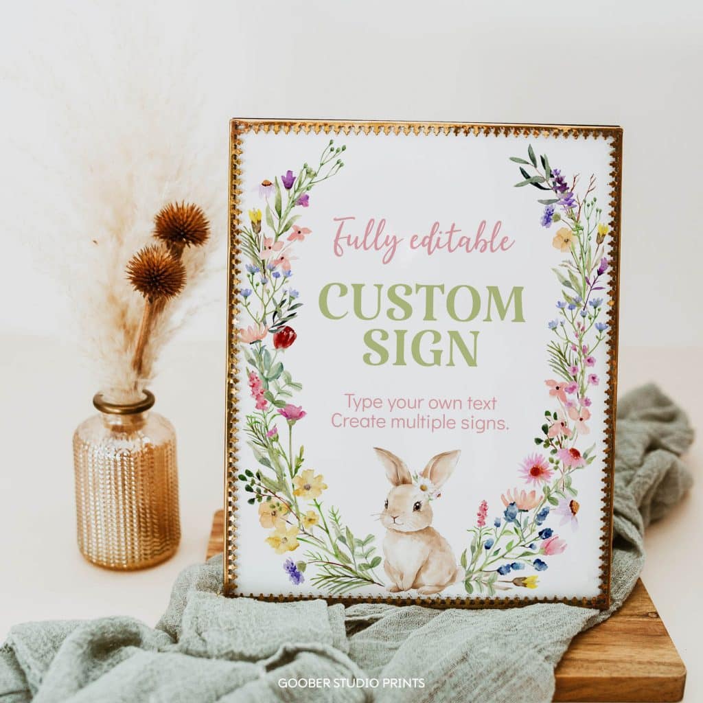 Bunny Birthday Custom Table Sign - Goober Studio Prints