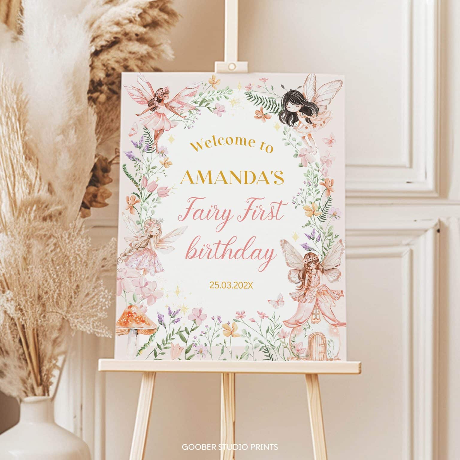 Fairy Birthday Party Welcome Sign - Goober Studio Prints