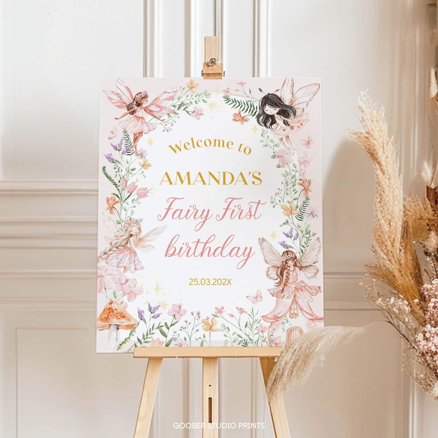 Fairy Birthday Party Welcome Sign - Goober Studio Prints