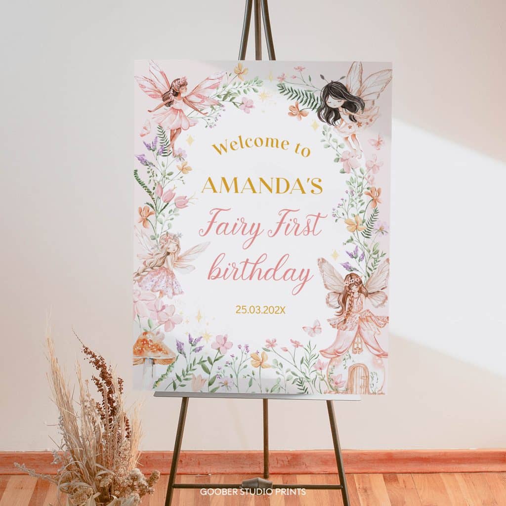 Fairy Birthday Party Welcome Sign - Goober Studio Prints