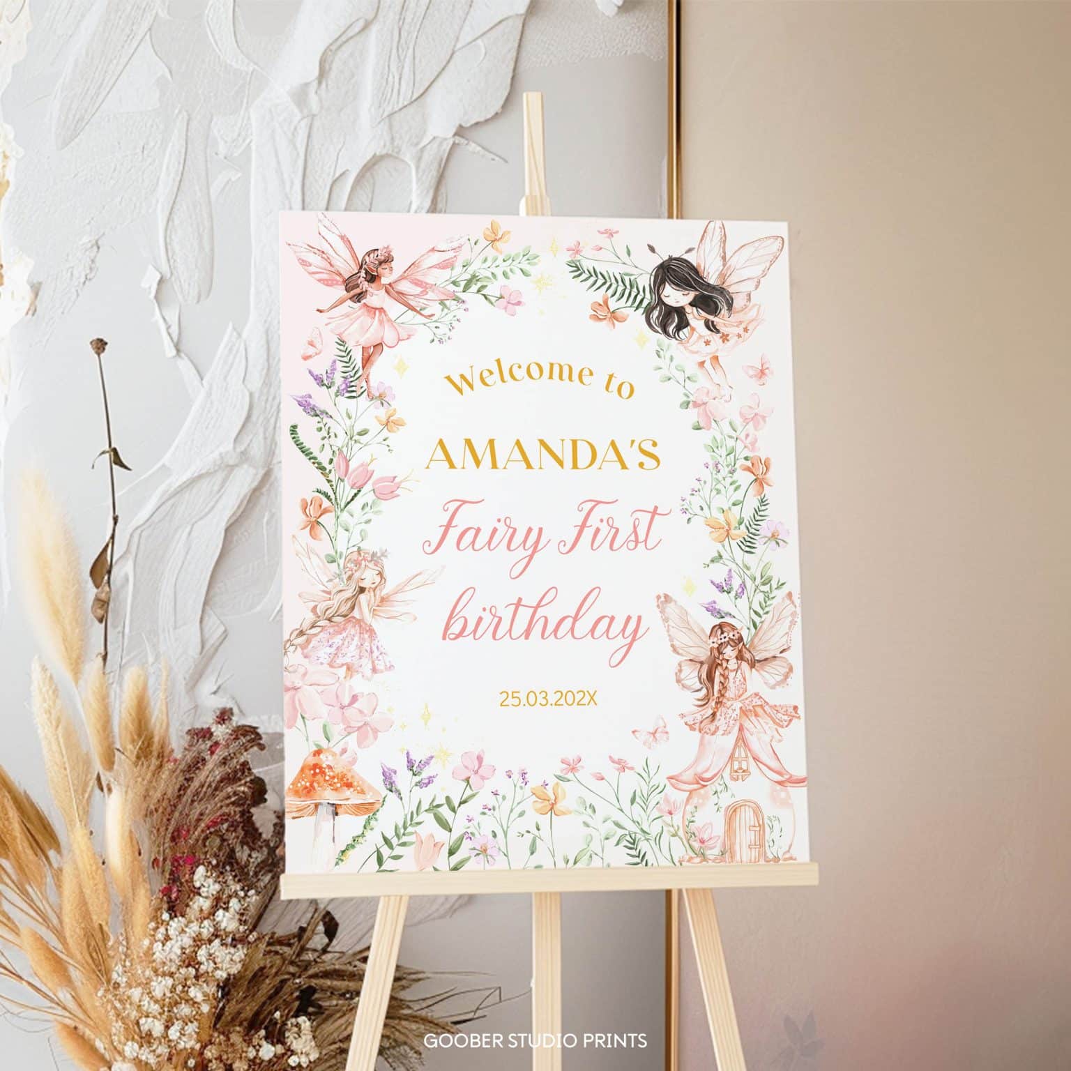 Fairy Birthday Party Welcome Sign - Goober Studio Prints