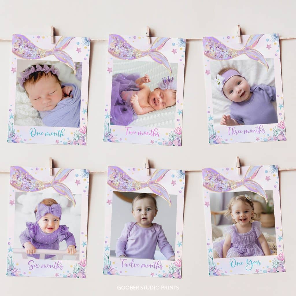 Mermaid Birthday Party Monthly Photo Banner - Goober Studio Prints