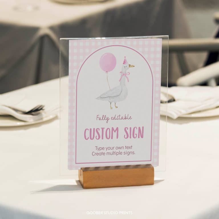 Silly Goose Birthday Custom Table Sign - Goober Studio Prints