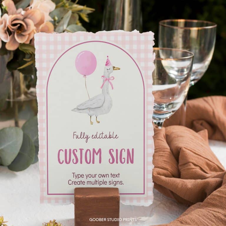 Silly Goose Birthday Custom Table Sign - Goober Studio Prints