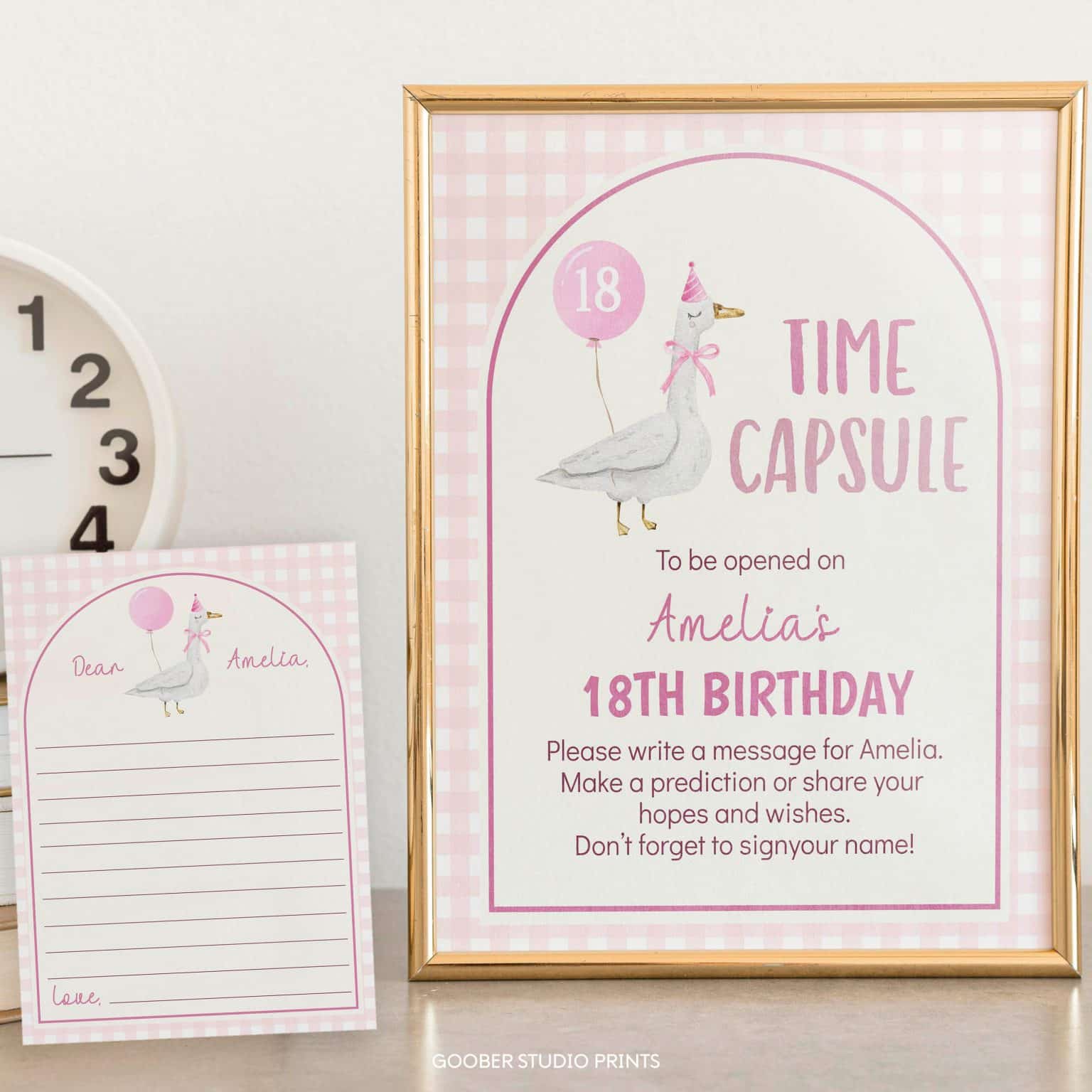 Silly Goose Birthday Time Capsule Sign & Card - Goober Studio Prints