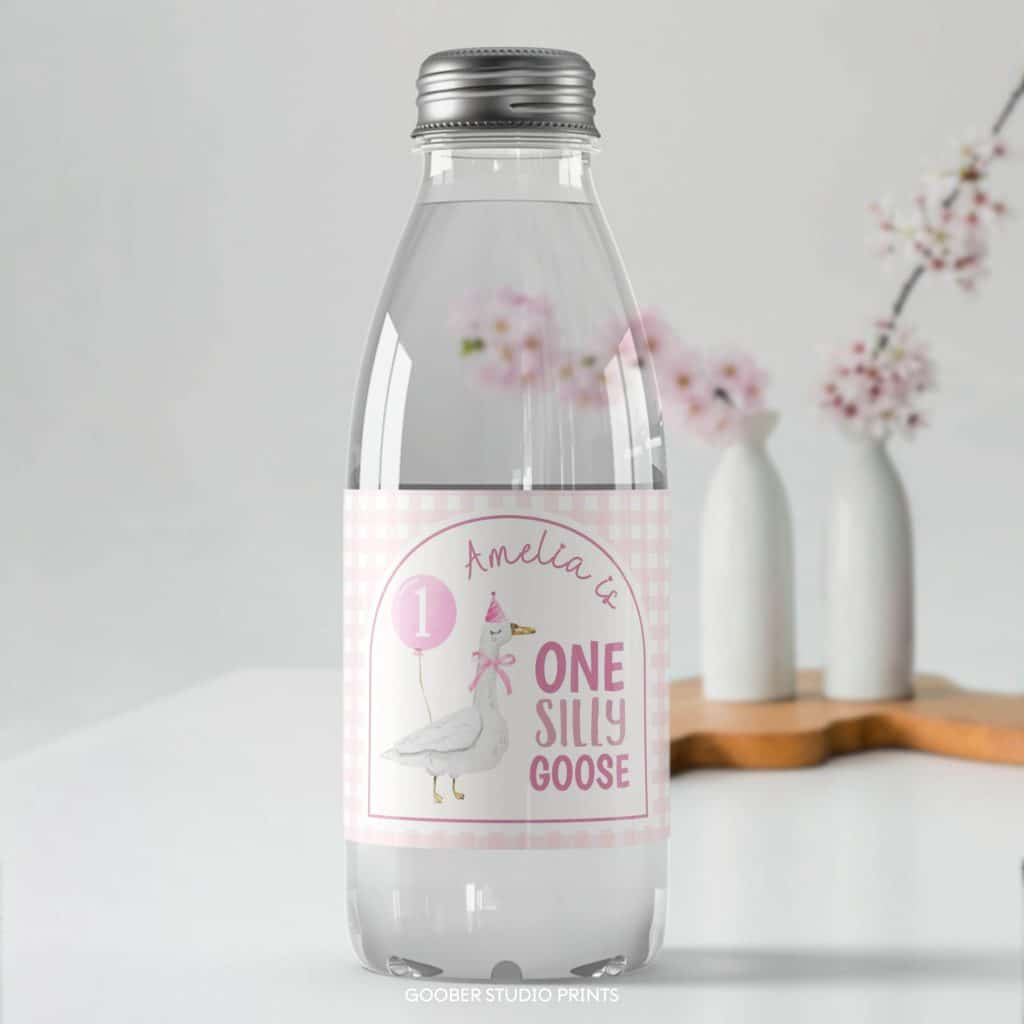Silly Goose Birthday Water Bottle Label - Goober Studio Prints
