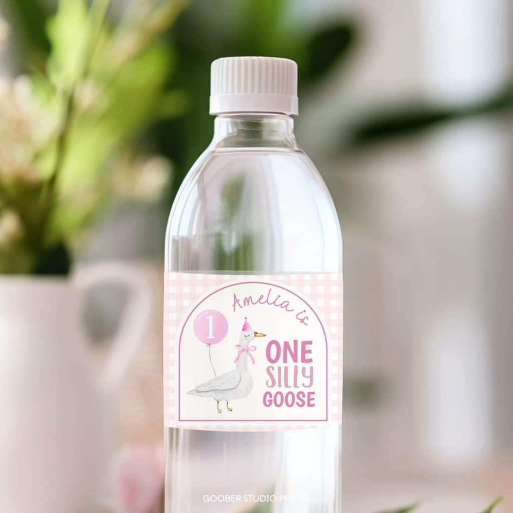 Silly Goose Birthday Water Bottle Label - Goober Studio Prints