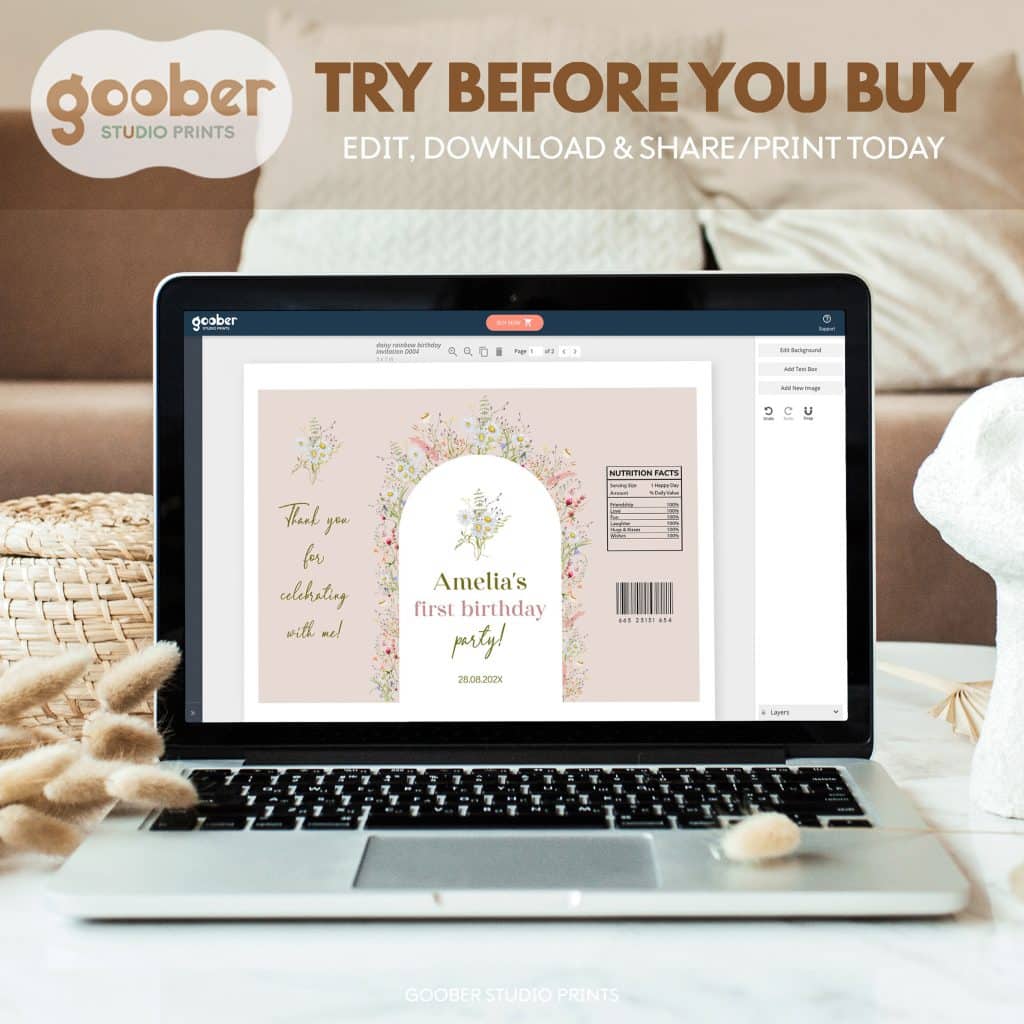 Wildflower Birthday Party Chip Bags - Goober Studio Prints