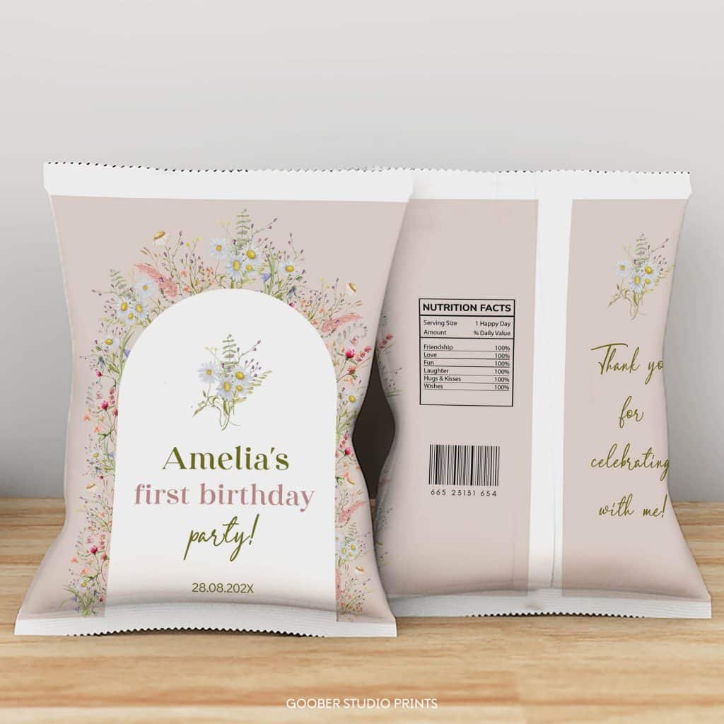 Wildflower Birthday Party Chip Bags - Goober Studio Prints