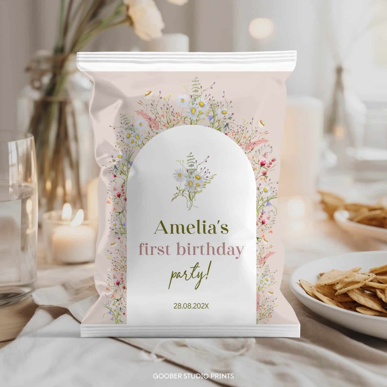 Wildflower Birthday Party Chip Bags - Goober Studio Prints