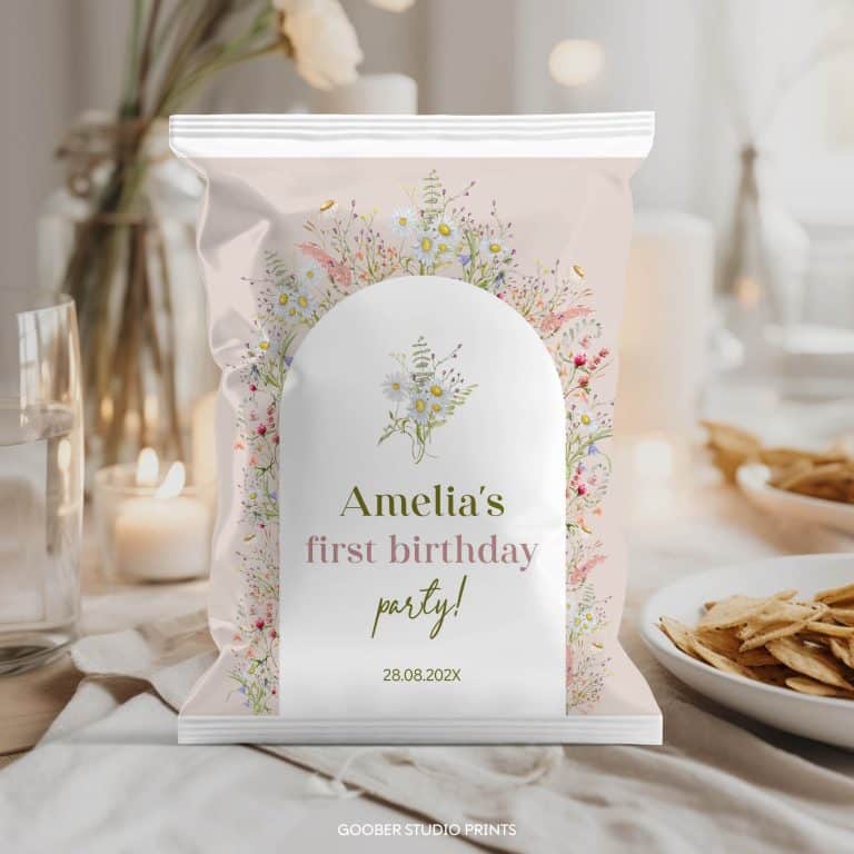 Wildflower Birthday Party Chip Bags - Goober Studio Prints