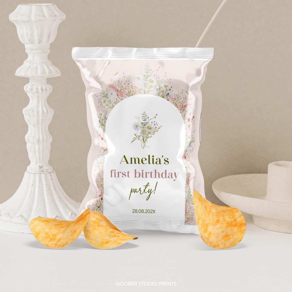 Wildflower Birthday Party Chip Bags - Goober Studio Prints