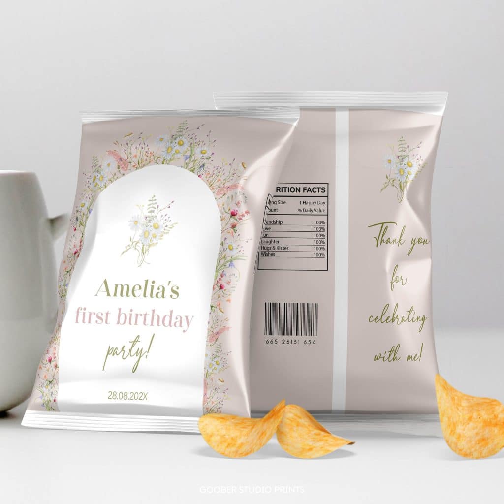 Wildflower Birthday Party Chip Bags - Goober Studio Prints