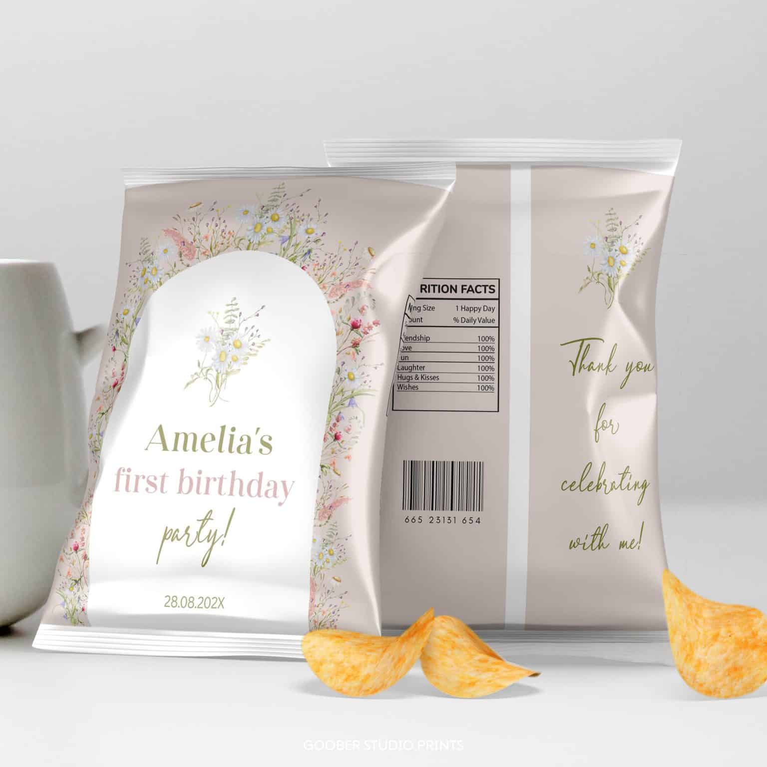 Wildflower Birthday Party Chip Bags - Goober Studio Prints