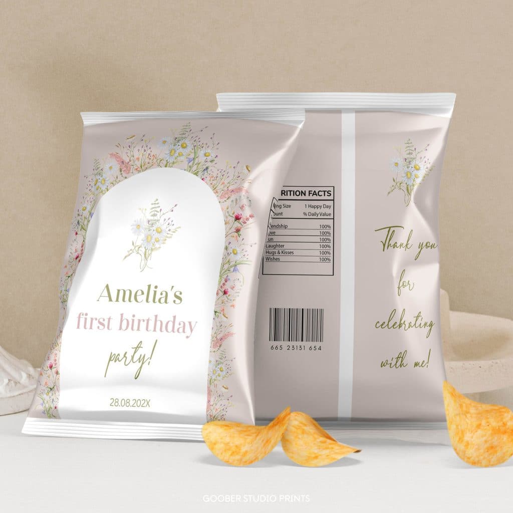 Wildflower Birthday Party Chip Bags - Goober Studio Prints