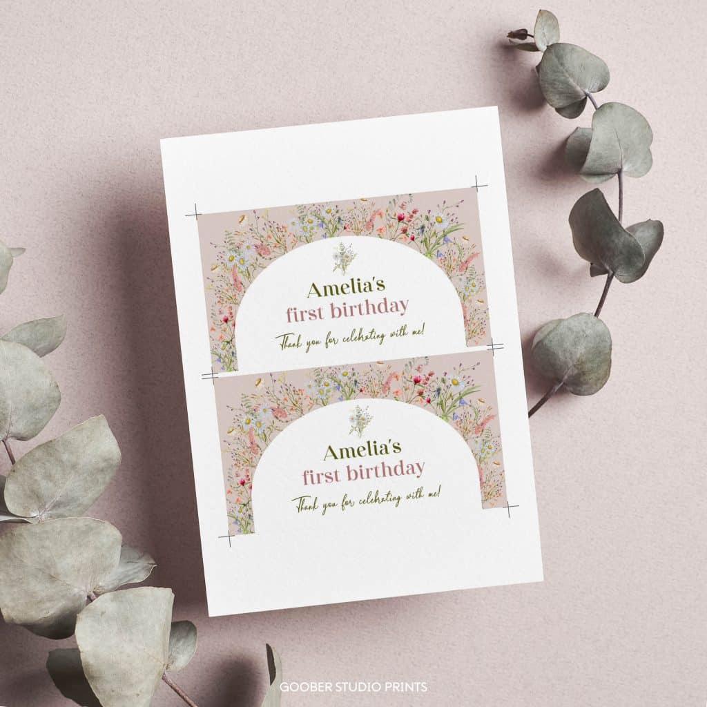 Wildflower Birthday Party Gable Box Label - Goober Studio Prints