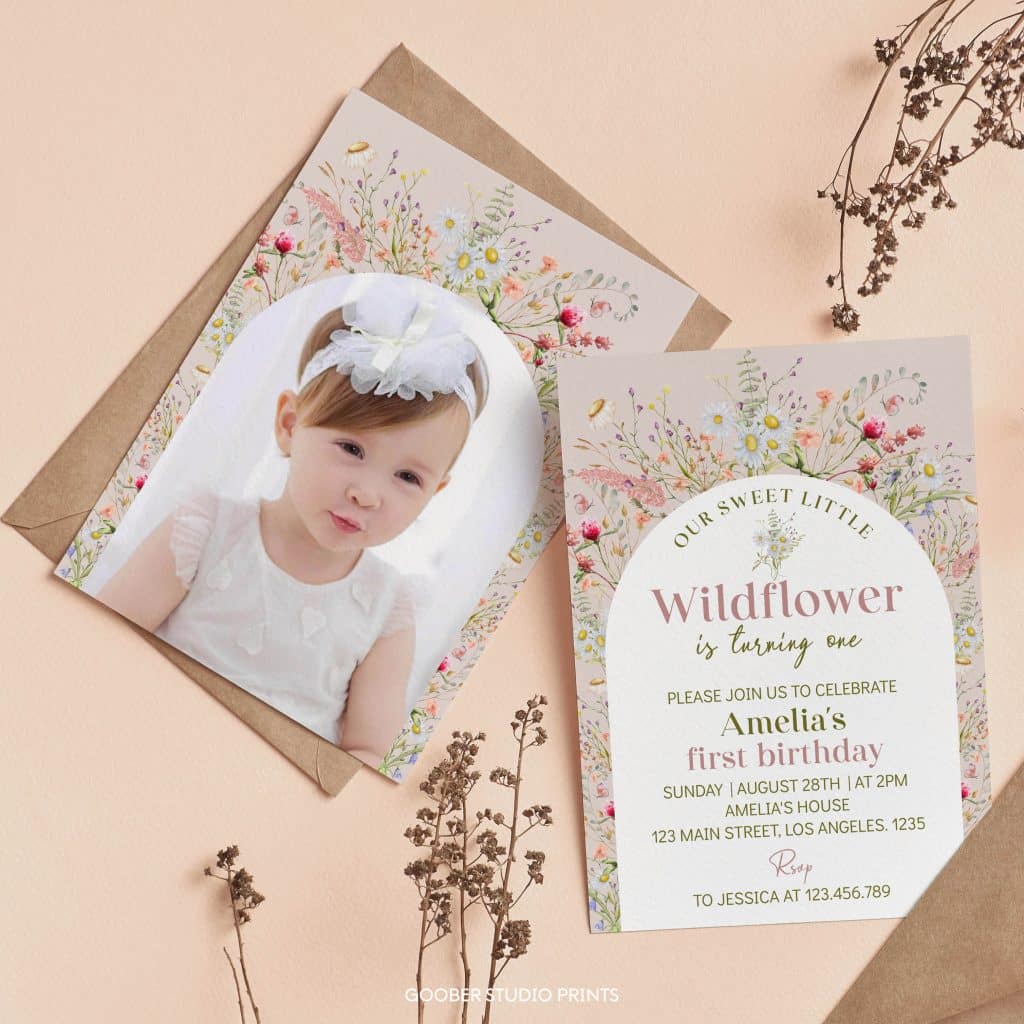 Wildflower Birthday Party Invitation - Goober Studio Prints