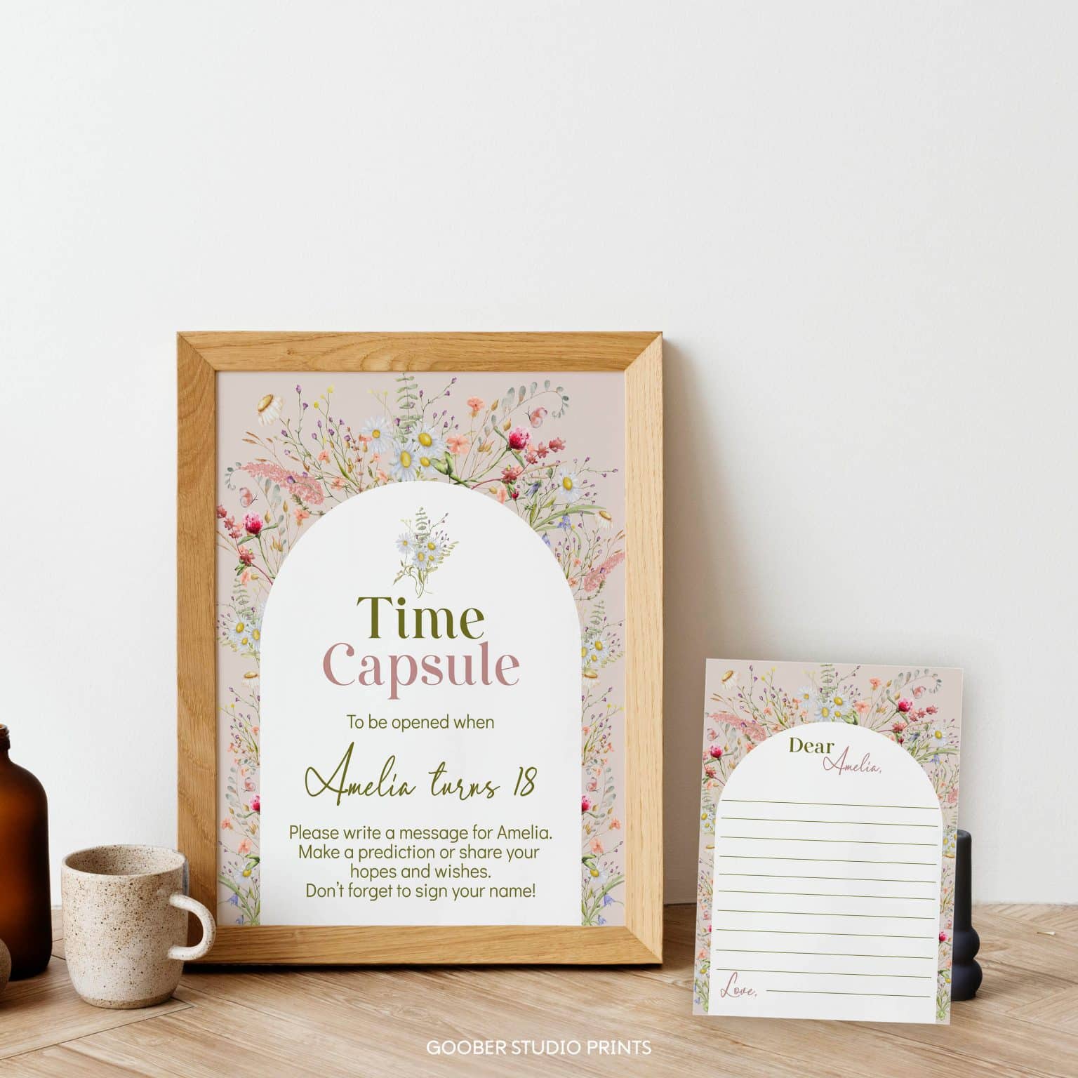 Wildflower Birthday Party Time Capsule Sign & Card - Goober Studio Prints
