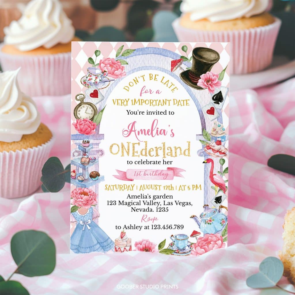 Alice in Onederland 1st Birthday Invitation – Whimsical Tea Party ...
