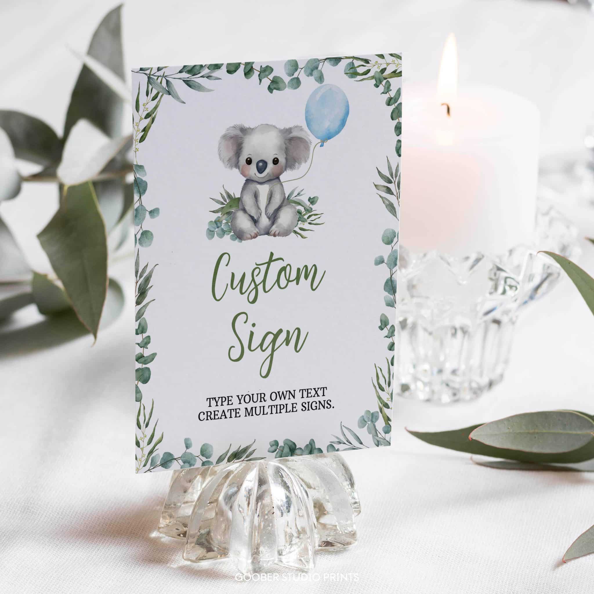 Koala Birthday Custom Sign - Goober Studio Prints