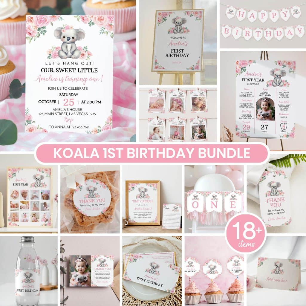 Koala Bear Birthday Party Bundle - Goober Studio Prints