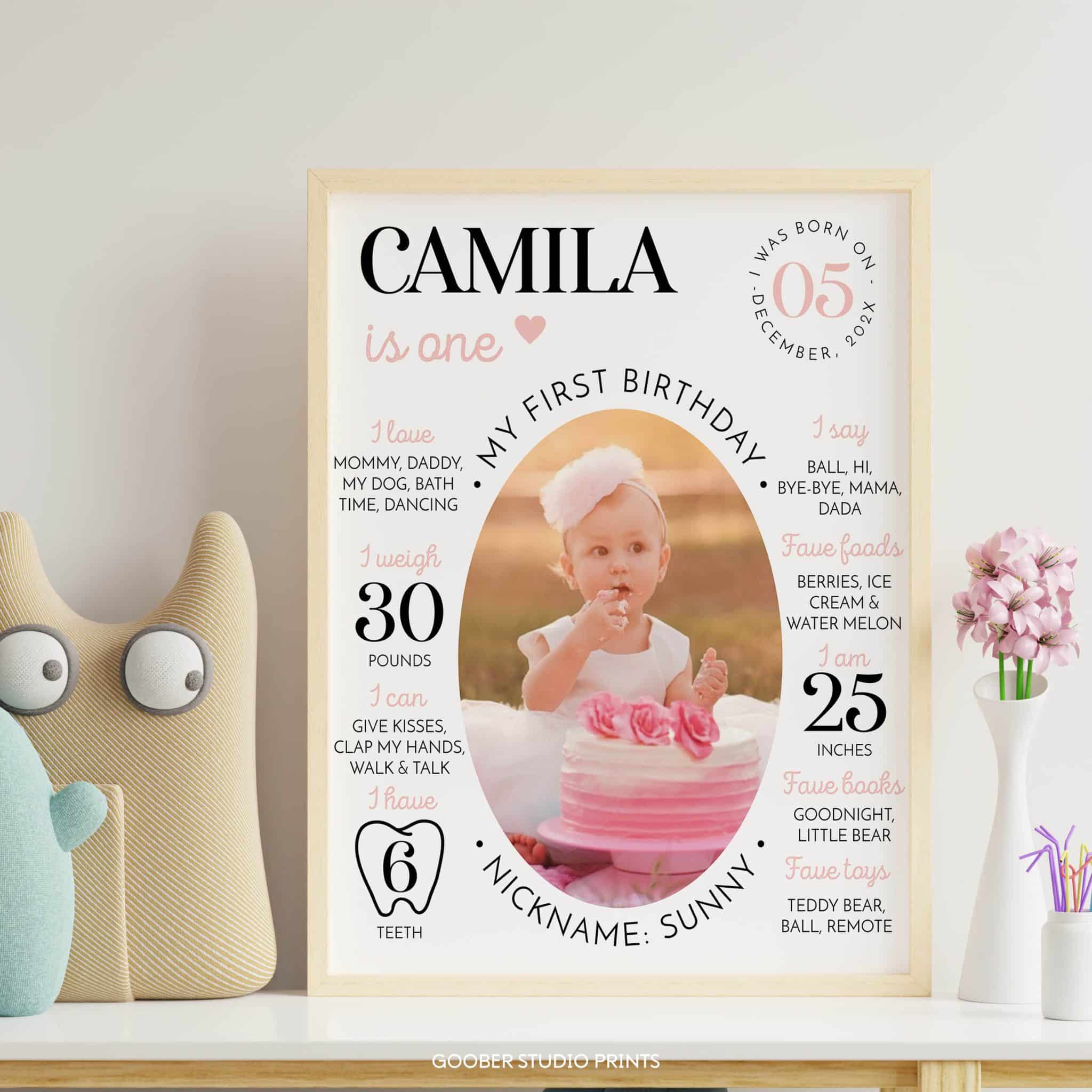 Minimal Simple Birthday Milestone Photo Poster - Goober Studio Prints