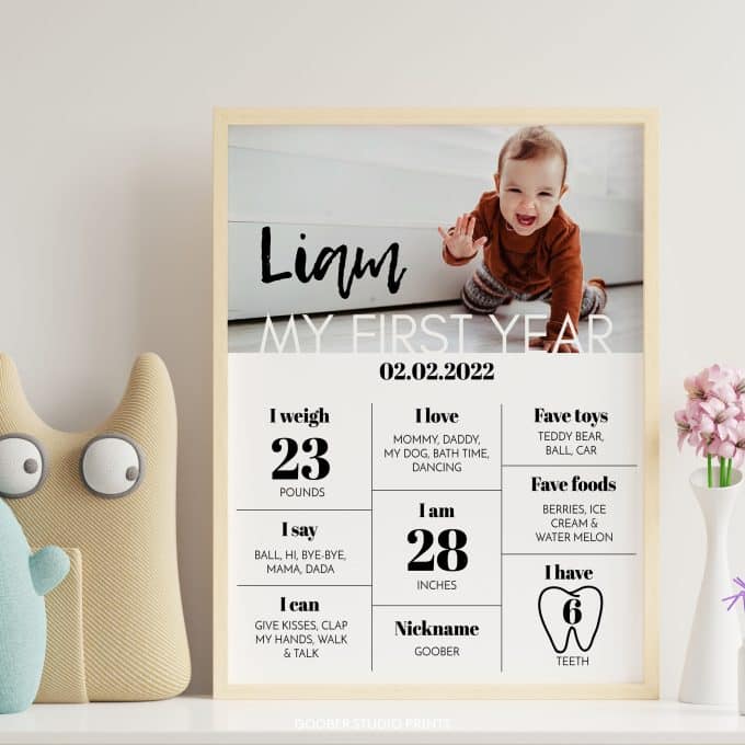 Modern Birthday Milestone Photo Poster - Goober Studio Prints