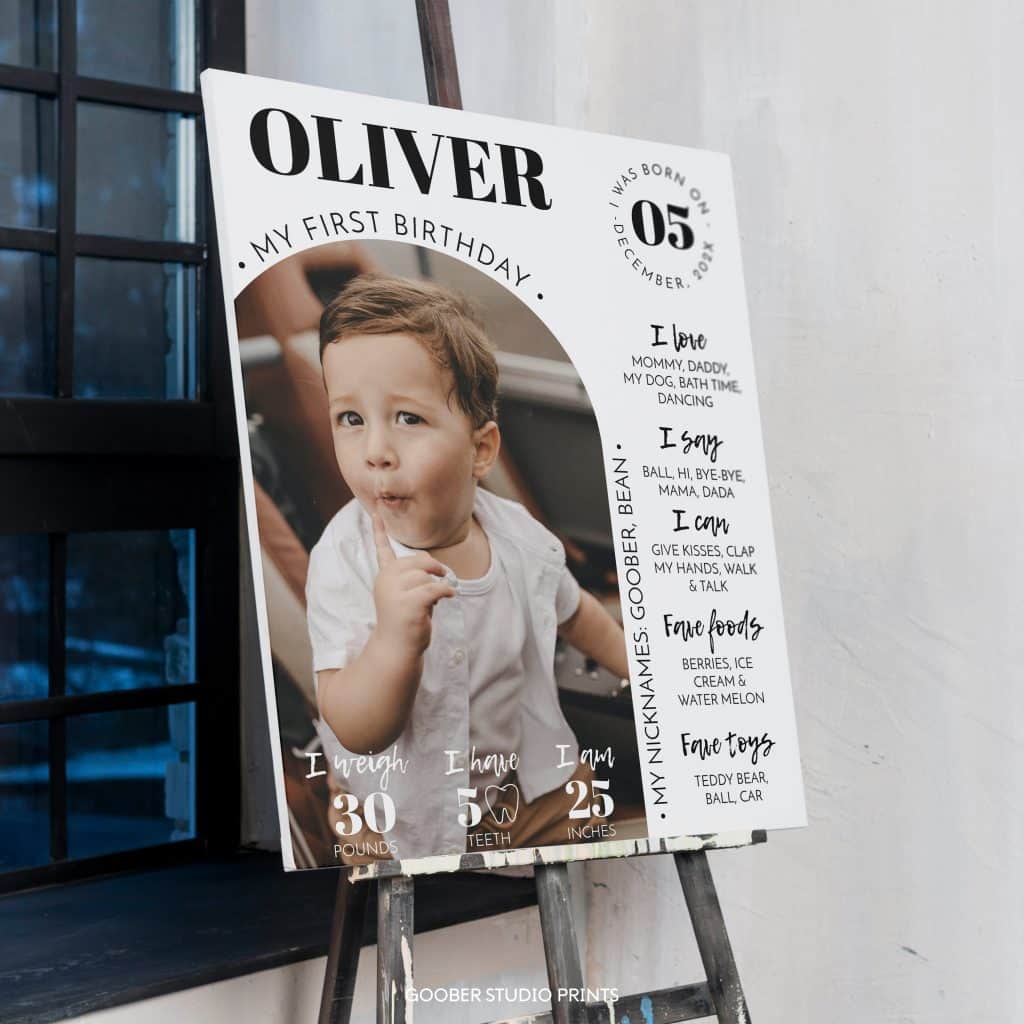 Modern Birthday Milestone Photo Poster - Goober Studio Prints