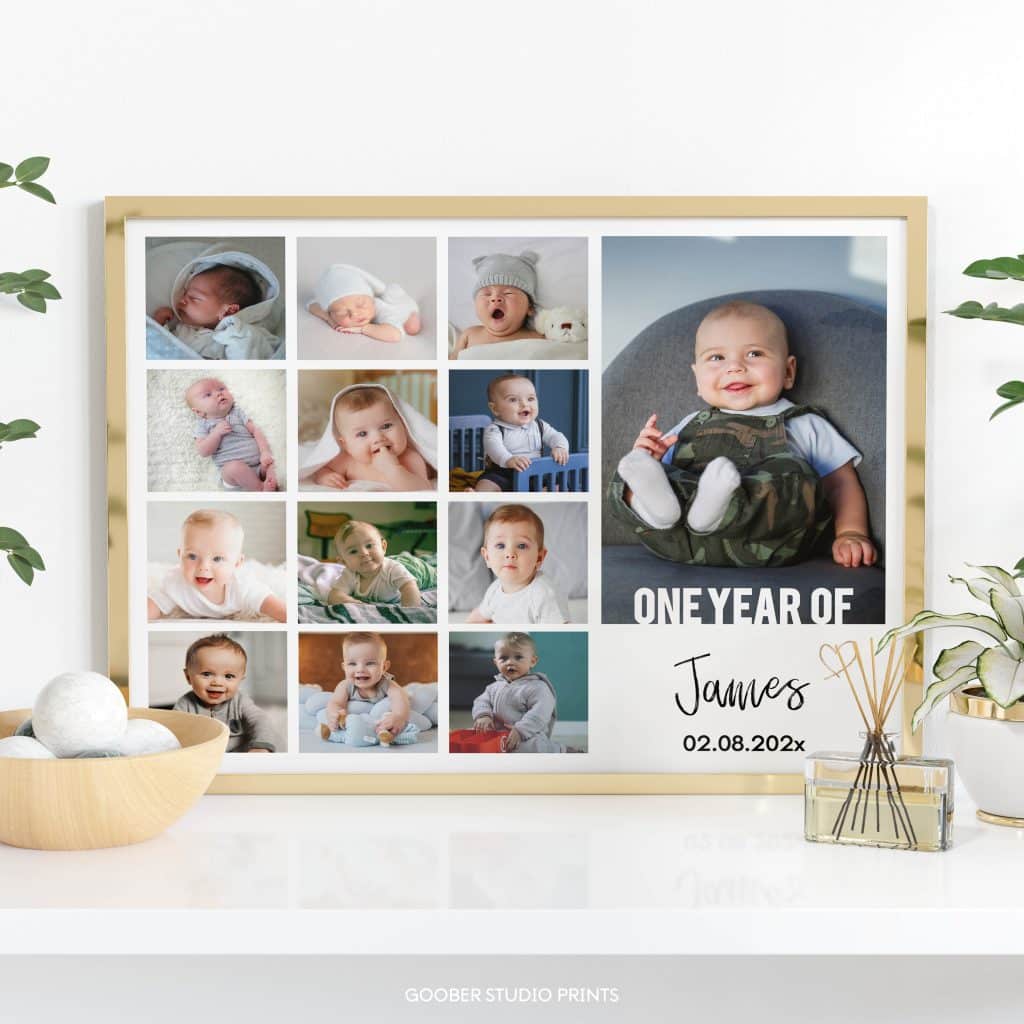 Minimal Birthday Milestone Photo Collage - Goober Studio Prints