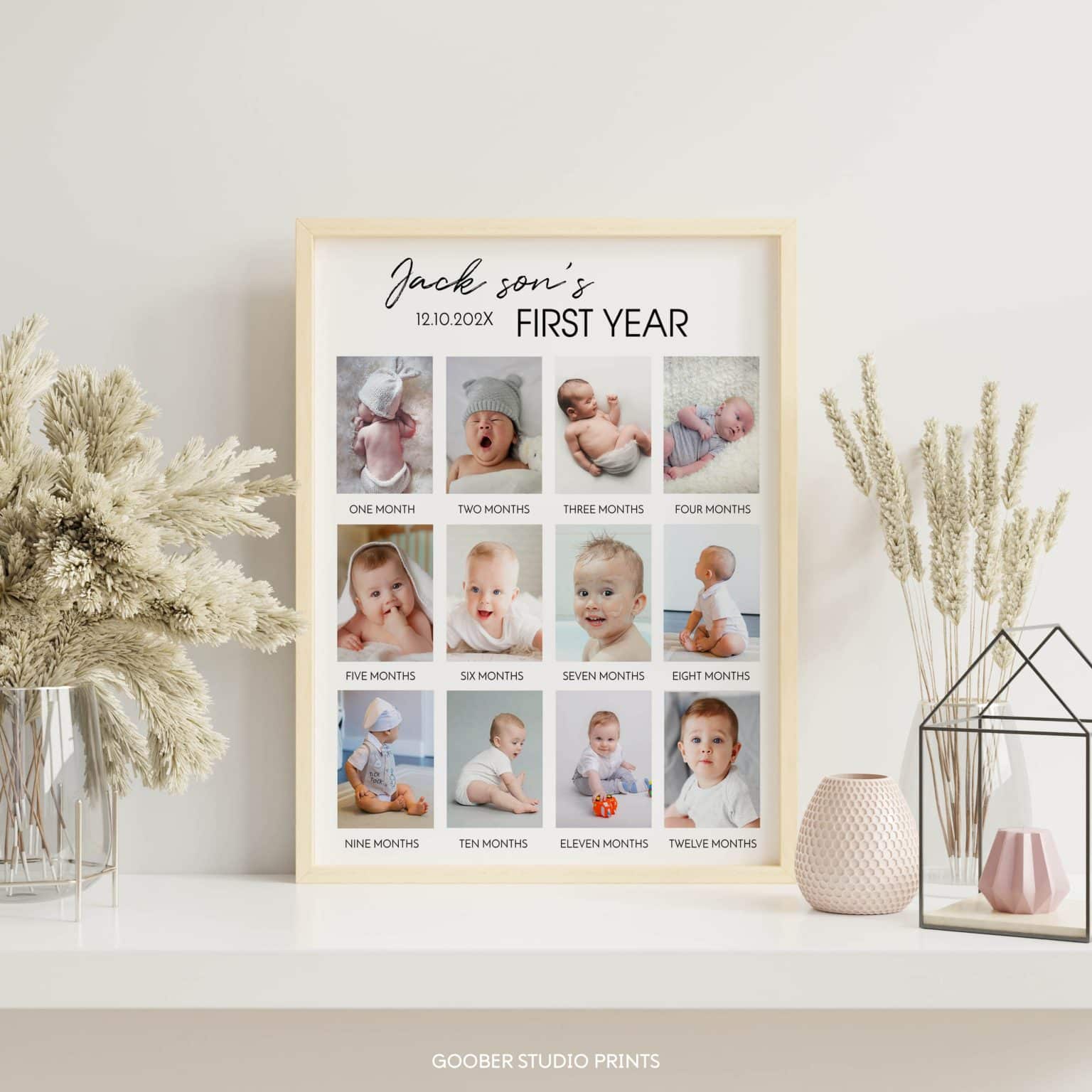 Modern Birthday Milestone Photo Collage - Goober Studio Prints