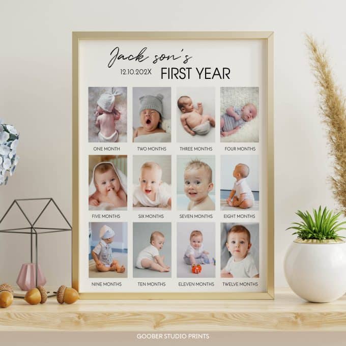 Modern Birthday Milestone Photo Collage - Goober Studio Prints