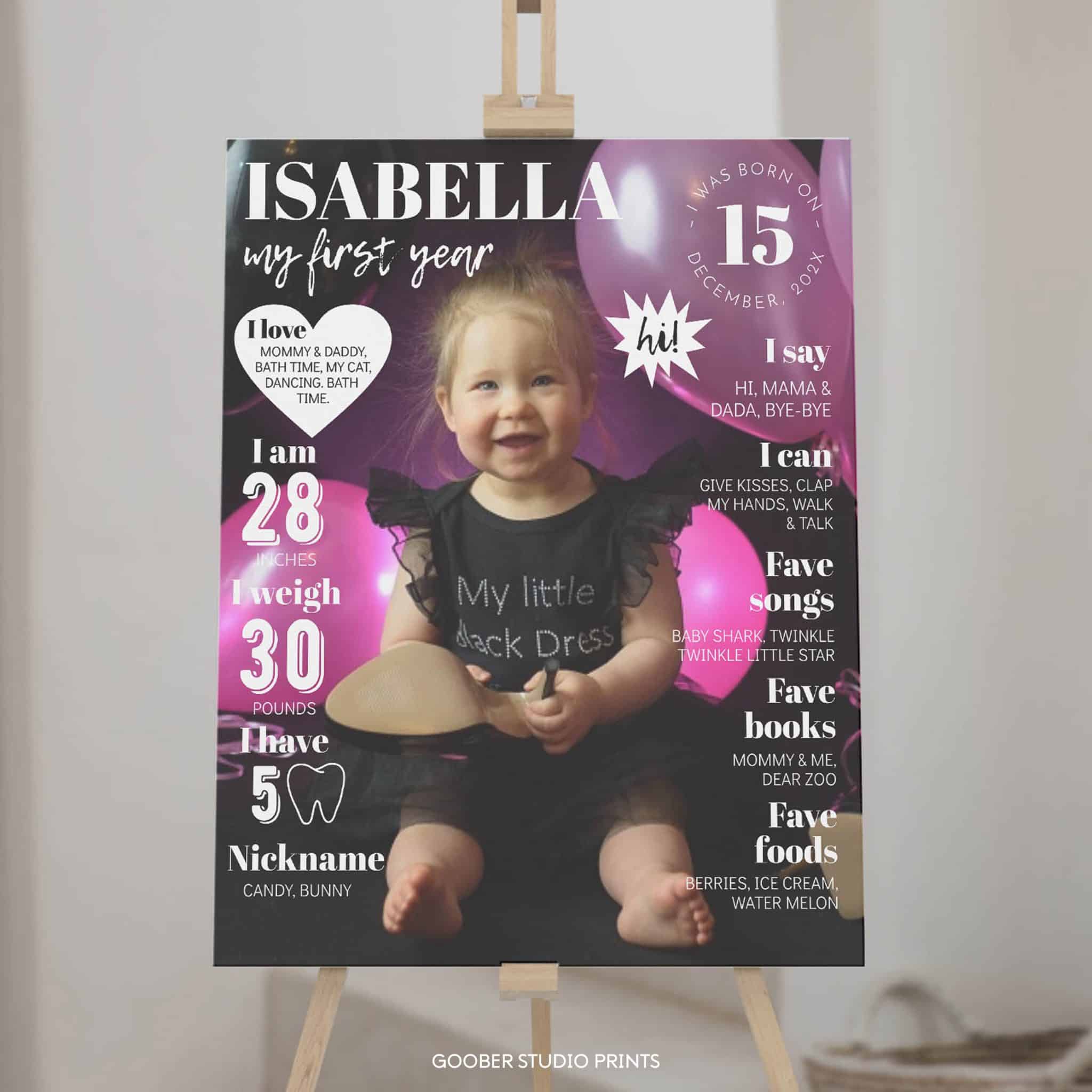 Minimalist Birthday Milestone Photo Poster - Goober Studio Prints