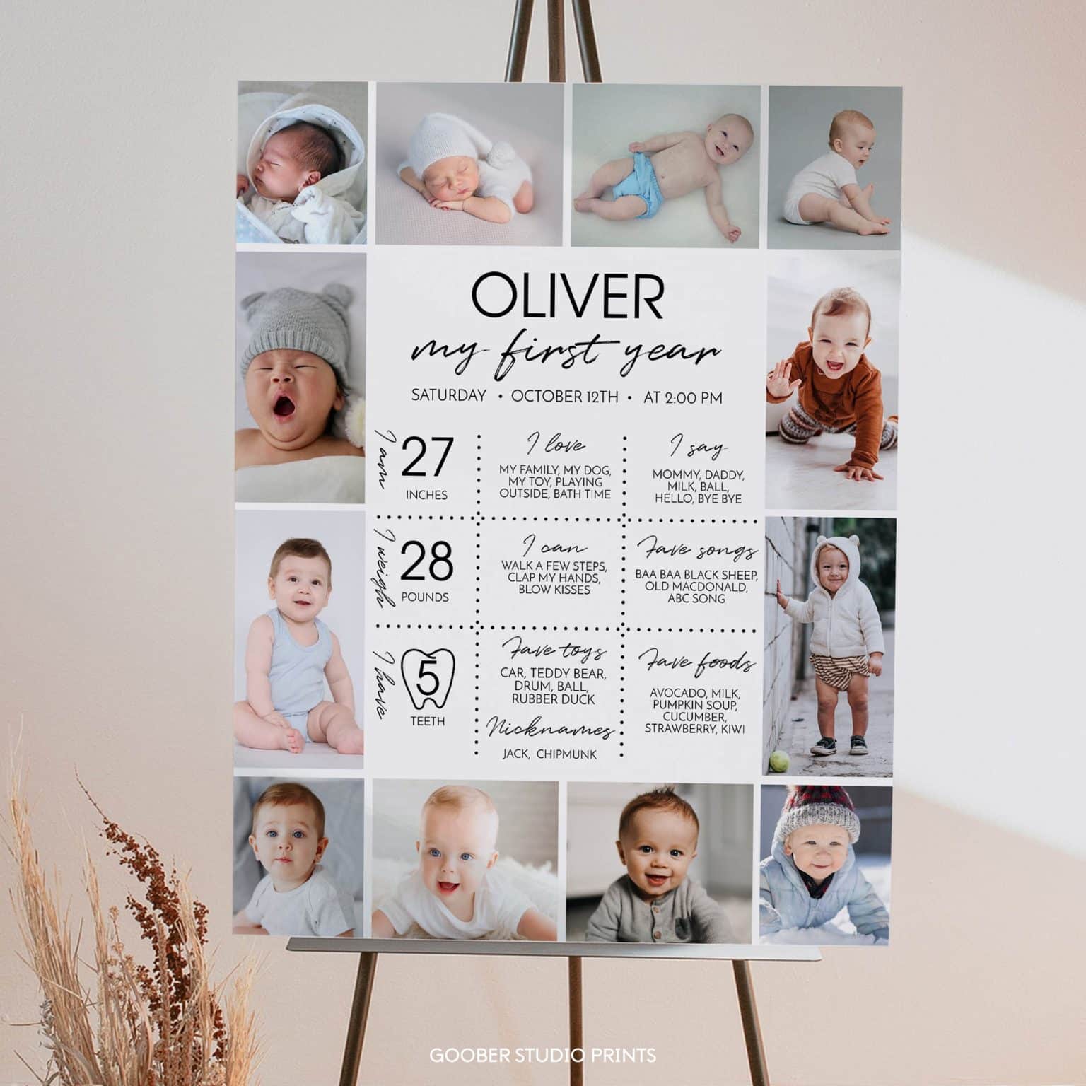 Minimal Birthday Milestone Photo Poster - Goober Studio Prints