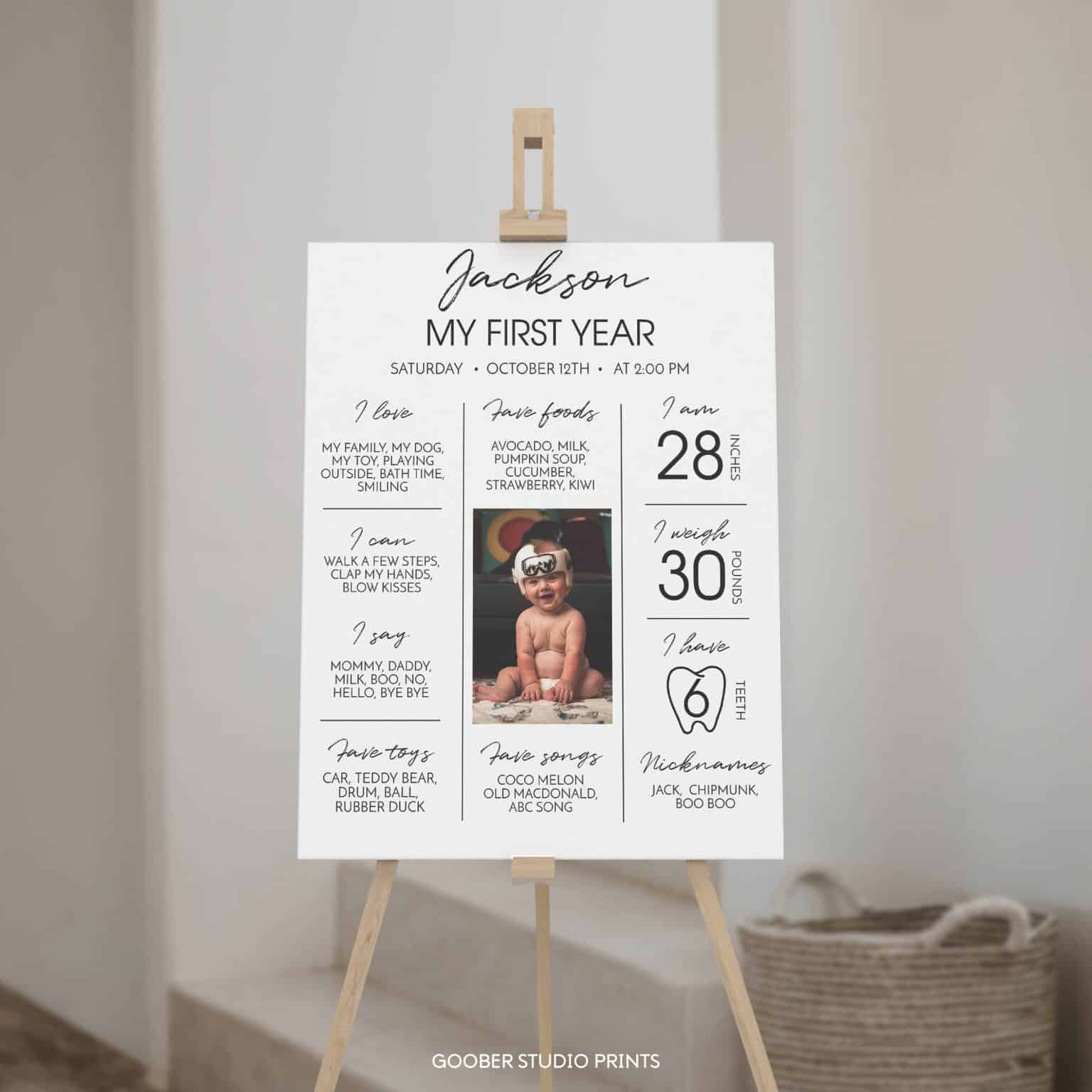Minimal Birthday Milestone Photo Poster - Goober Studio Prints