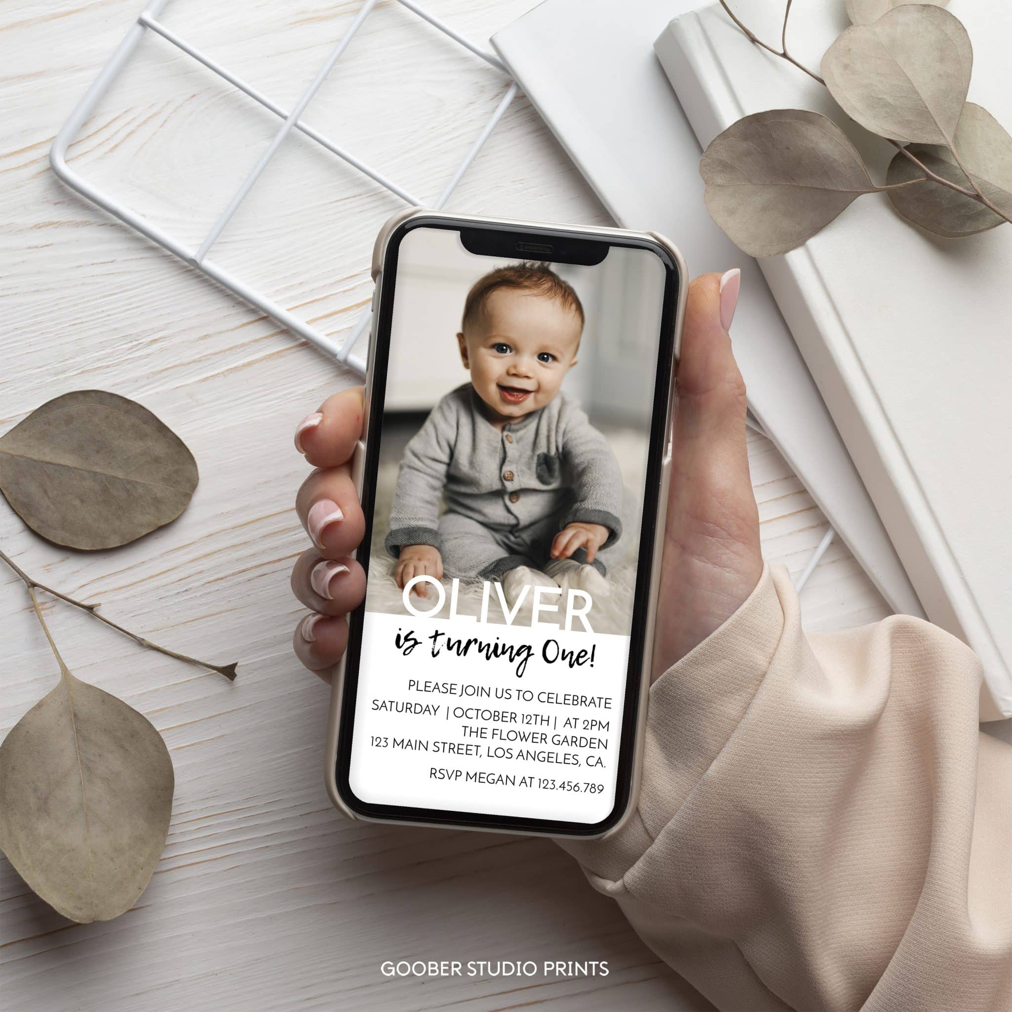 Minimal Kids Birthday Evite - Goober Studio Prints