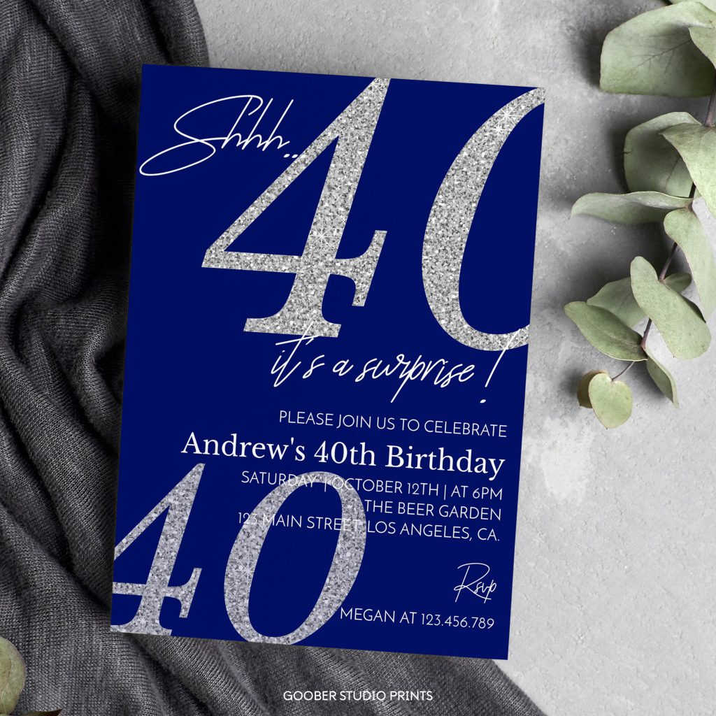 Modern 40th Birthday Invitation - Goober Studio Prints