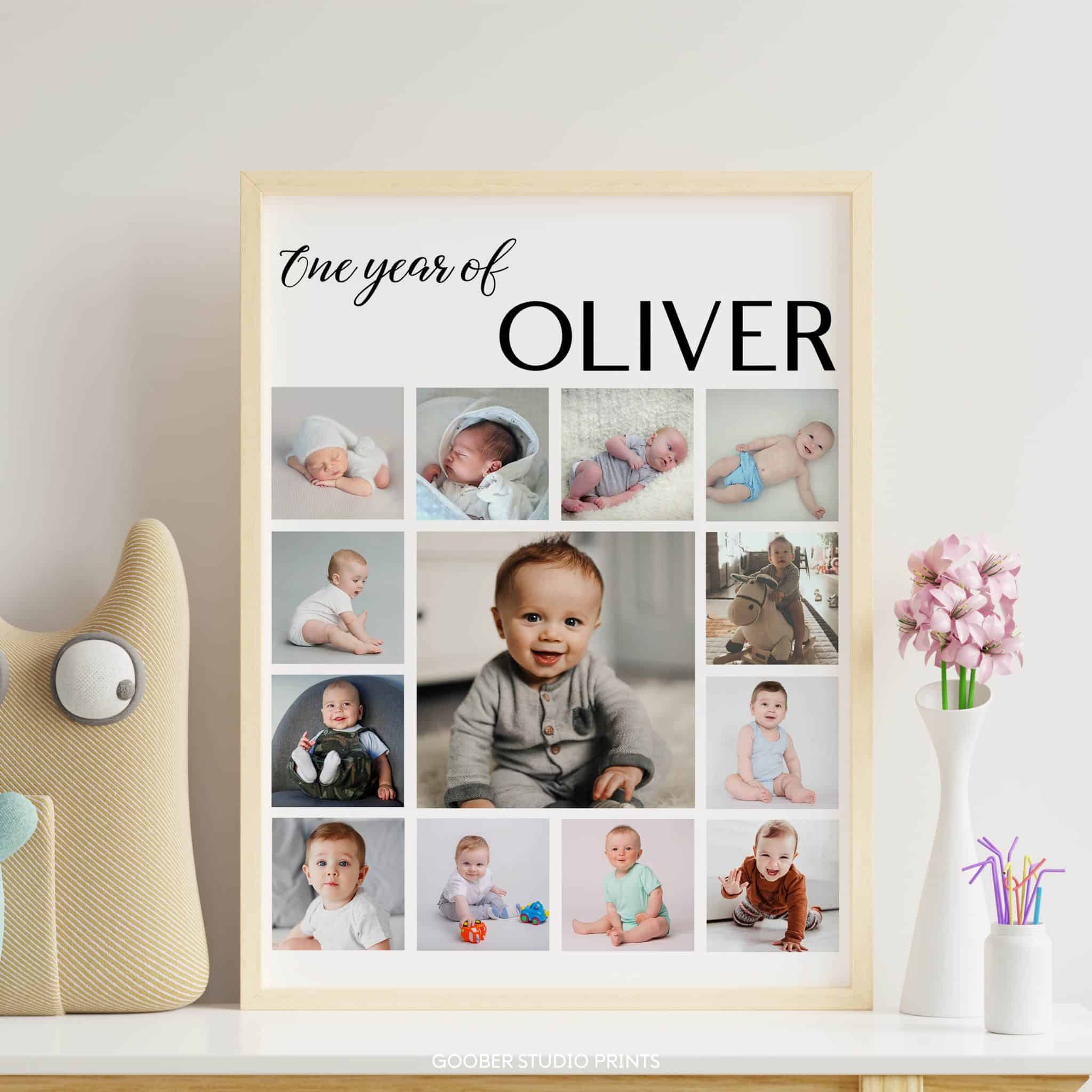 Modern Birthday Milestone Photo Collage - Goober Studio Prints