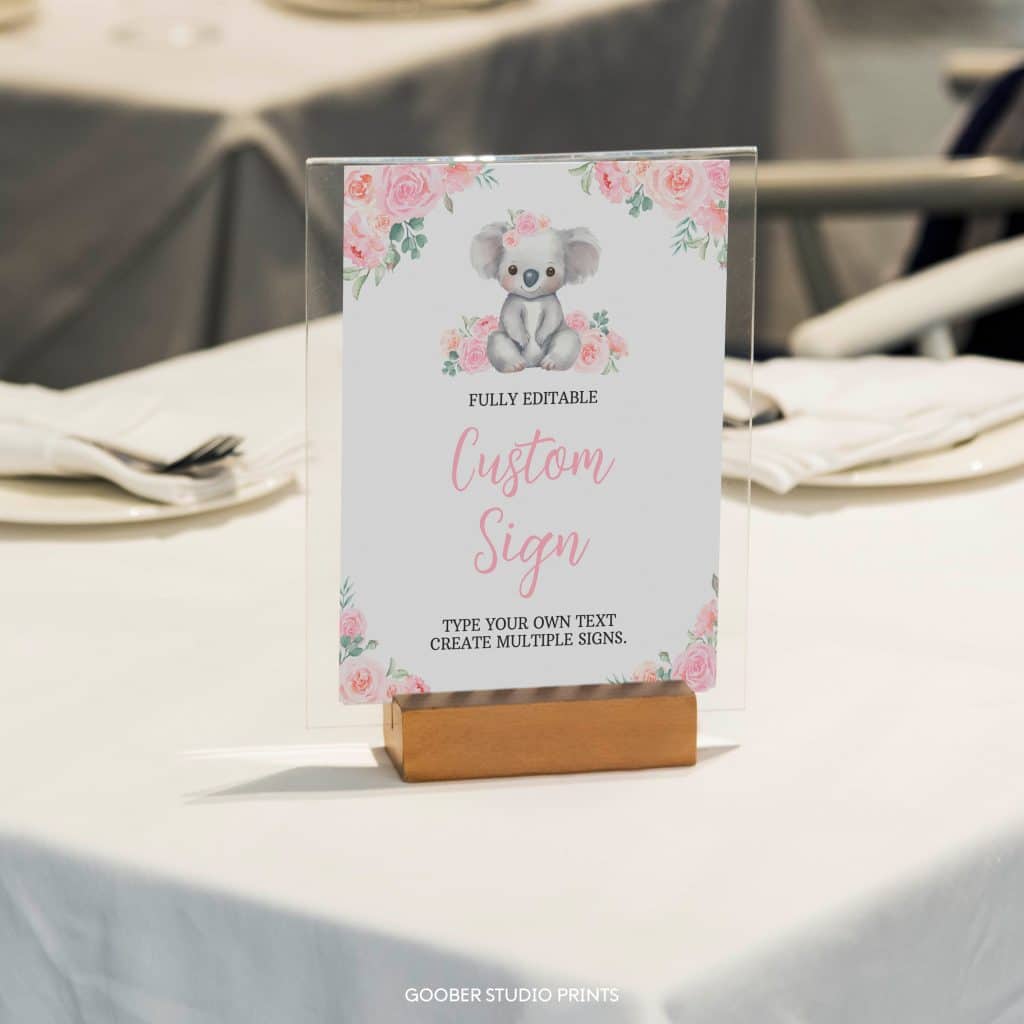 Koala Birthday Party Custom Sign - Goober Studio Prints