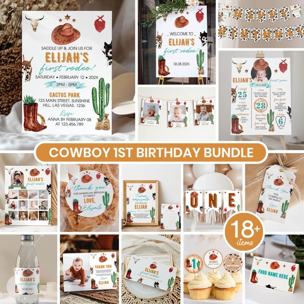 Cowboy Birthday Thank You Favor Tag - Goober Studio Prints