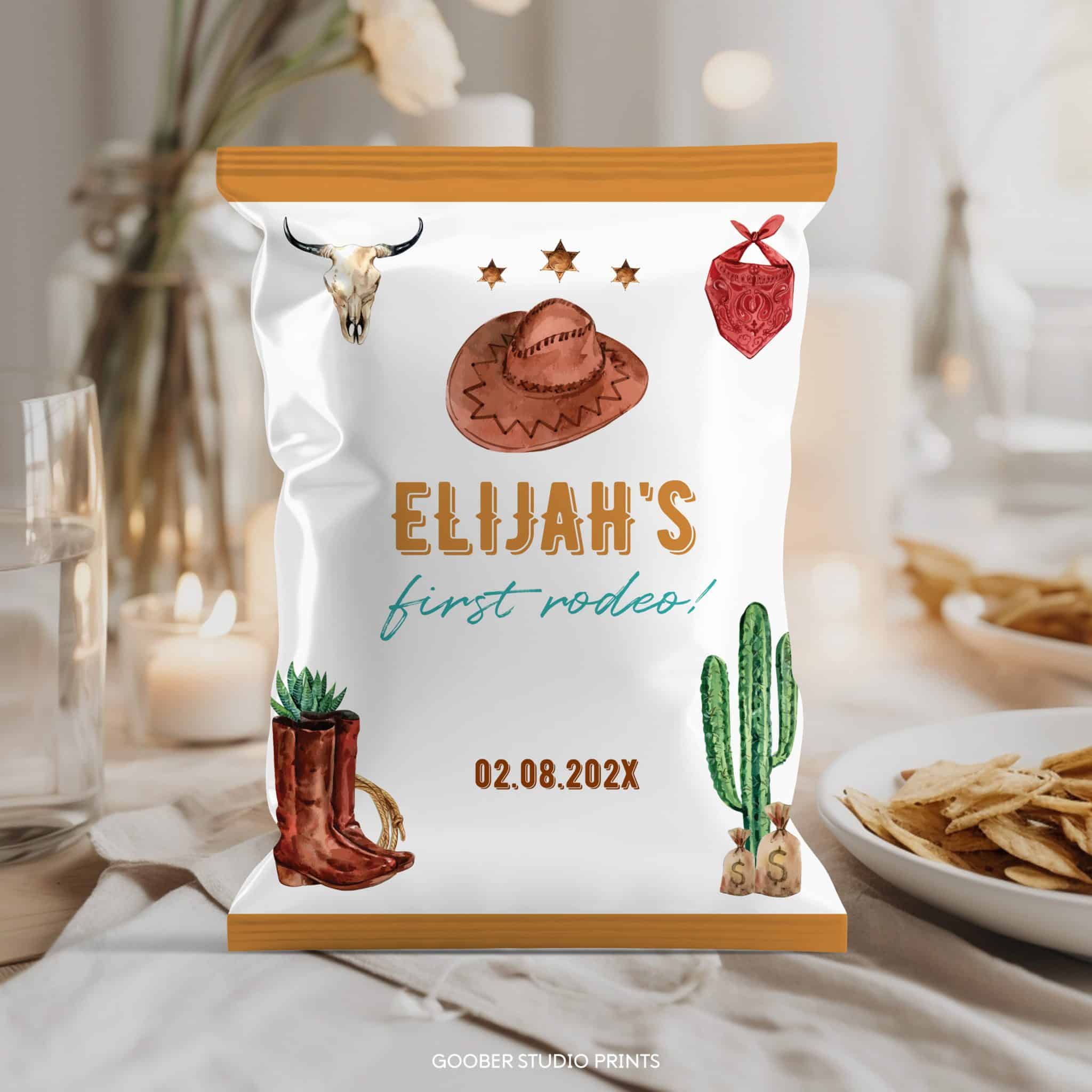 Cowboy Birthday Chip Bags - Goober Studio Prints