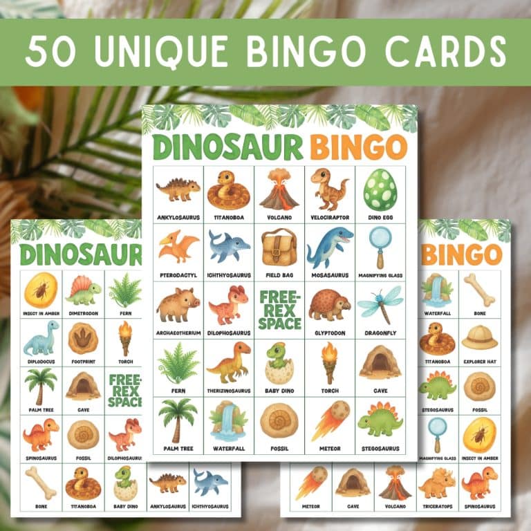 Dinosaur Bingo Printable Party Game - Goober Studio Prints