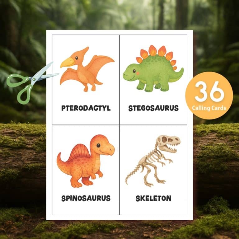 Dinosaur Bingo Printable Party Game - Goober Studio Prints