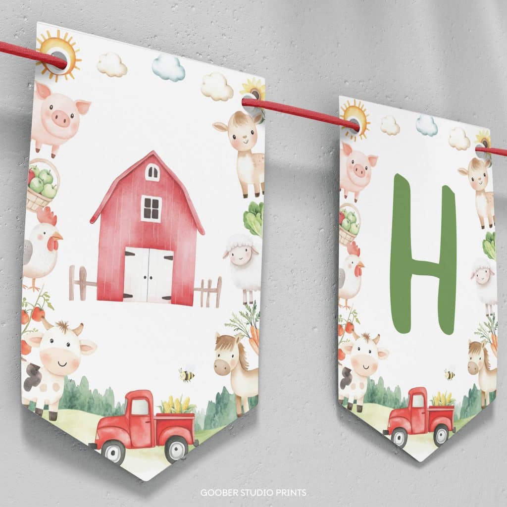 Farm Animals Birthday Party Banner - Goober Studio Prints