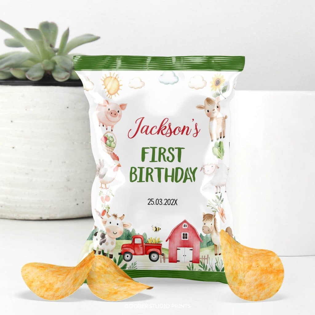 Farm Animals Birthday Party Chip Bags - Goober Studio Prints