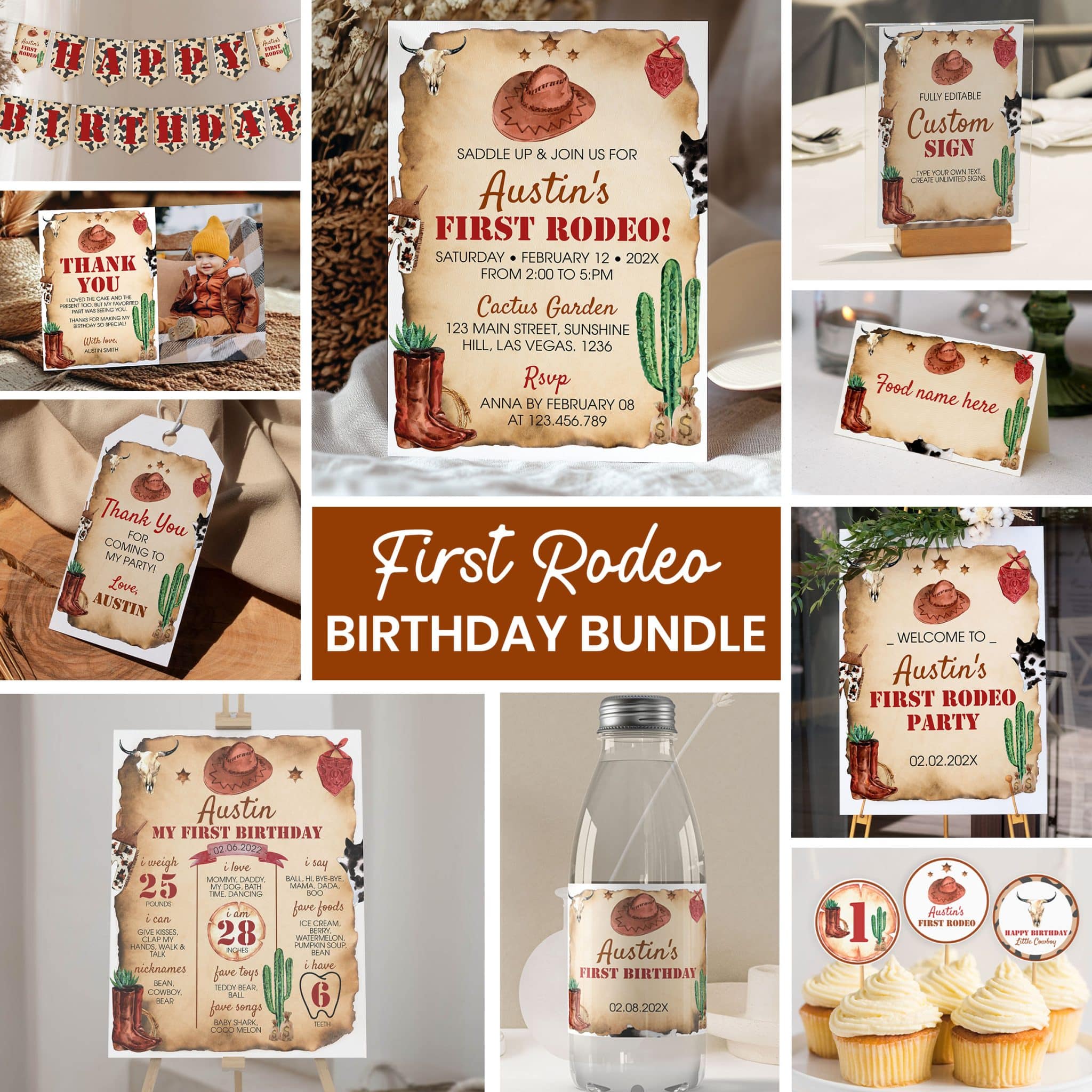 First Rodeo Birthday Invitation Bundle - Goober Studio Prints