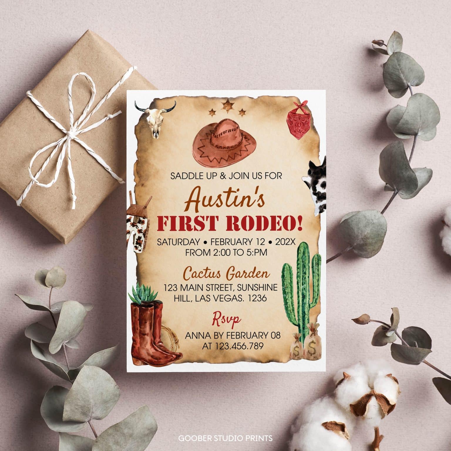 First Rodeo Birthday Invitation - Goober Studio Prints