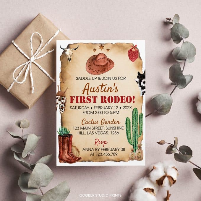 First Rodeo Birthday Invitation - Goober Studio Prints