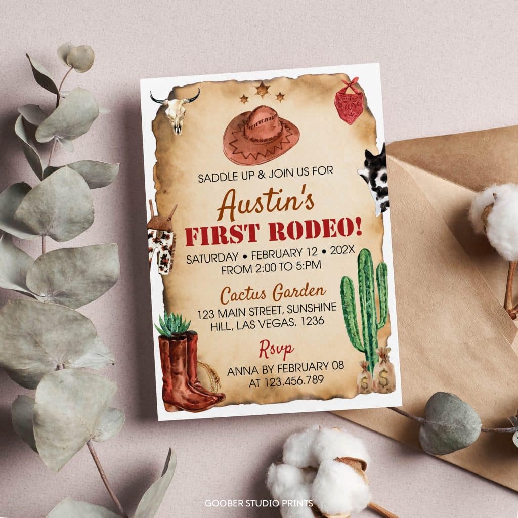 First Rodeo Birthday Invitation - Goober Studio Prints