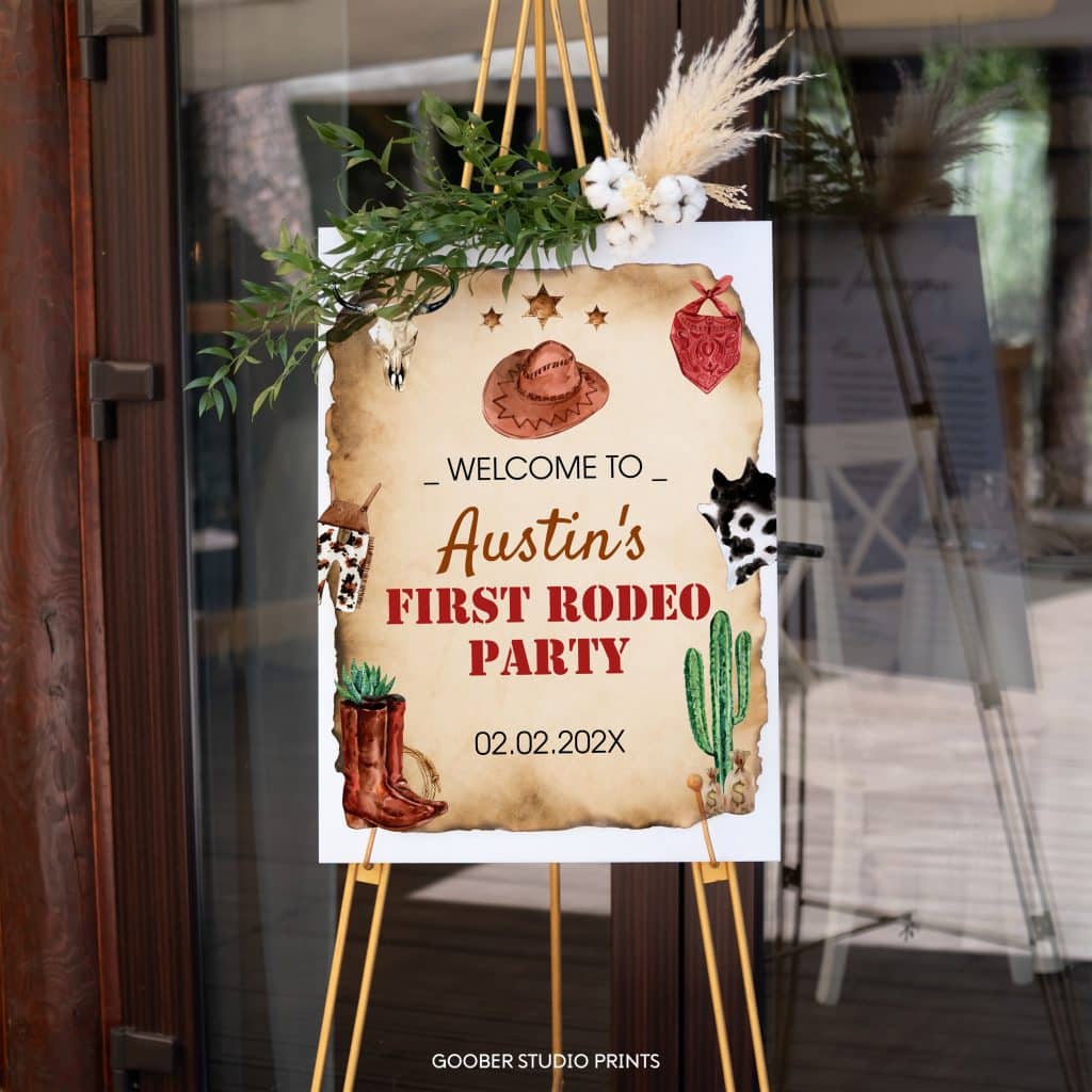 First Rodeo Birthday Welcome Sign - Goober Studio Prints