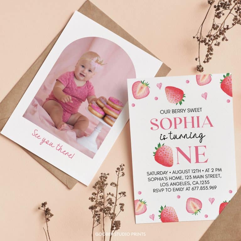 Strawberry Birthday Invitation - Goober Studio Prints